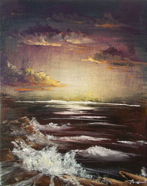 Rough Tides - Pumpkin Art - Paintings & Prints, Landscapes & Nature, Beach & Ocean, Waves - ArtPal