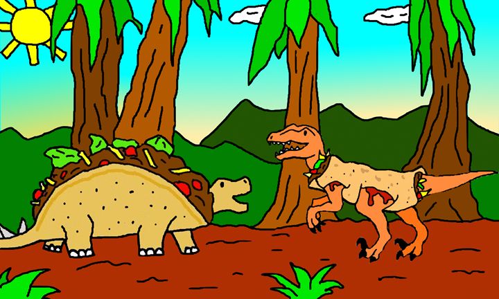 Tacosaurus & a Velociwraptor - Tacosaurus - Digital Art, Animals, Birds ...