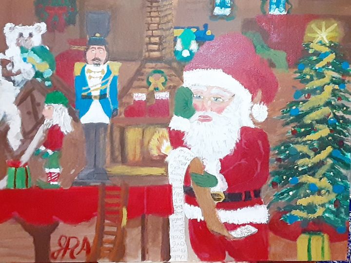 Santas workshop - AllenArtsStudios - Paintings & Prints, Holidays ...