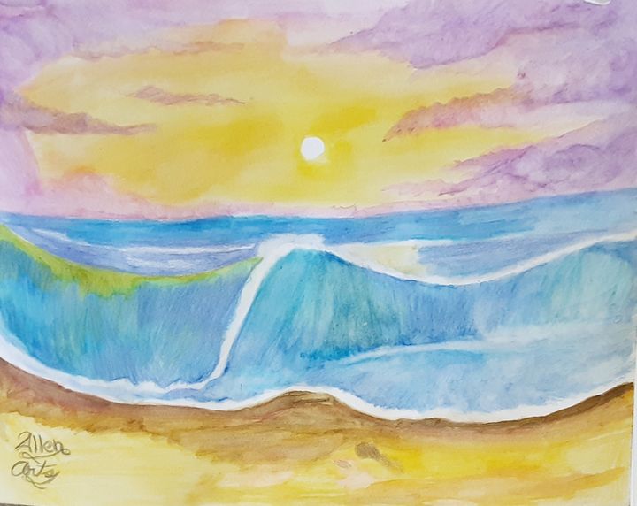 High Tide at Sunset - AllenArtsStudios - Paintings & Prints, Landscapes ...