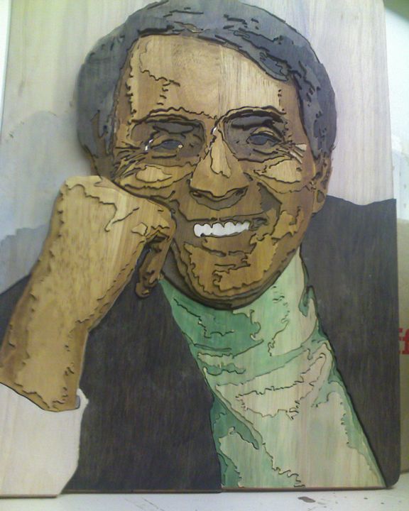 Carl Sagan segmented relief portrait - Scroll saw art - Sculptures ...