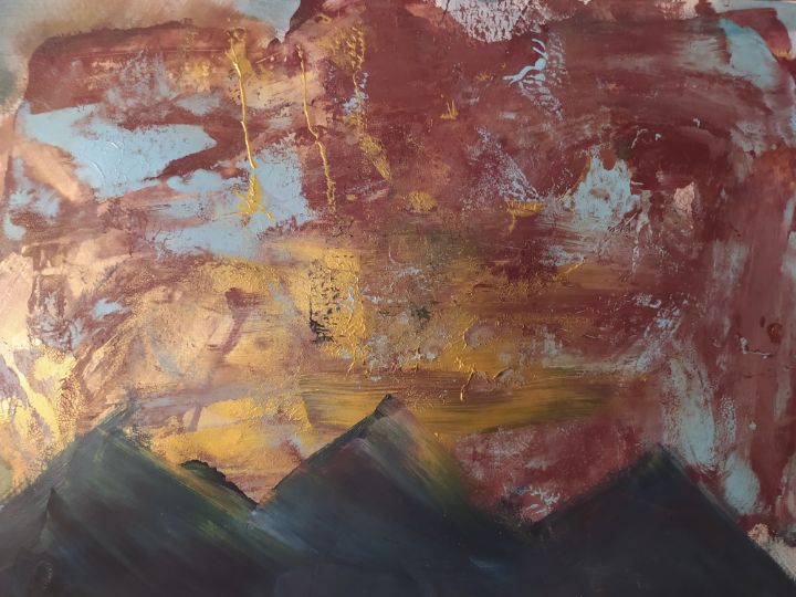 Golden mountains - Leïla Issa Brahim art - Paintings & Prints, Abstract ...