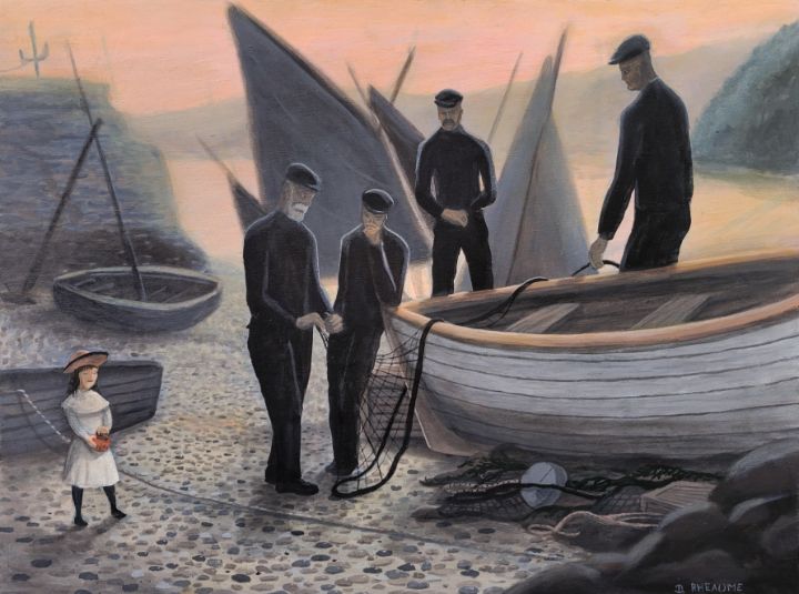 The Boatmen of Clovelly - Dave Rheaume Artist - Paintings & Prints ...