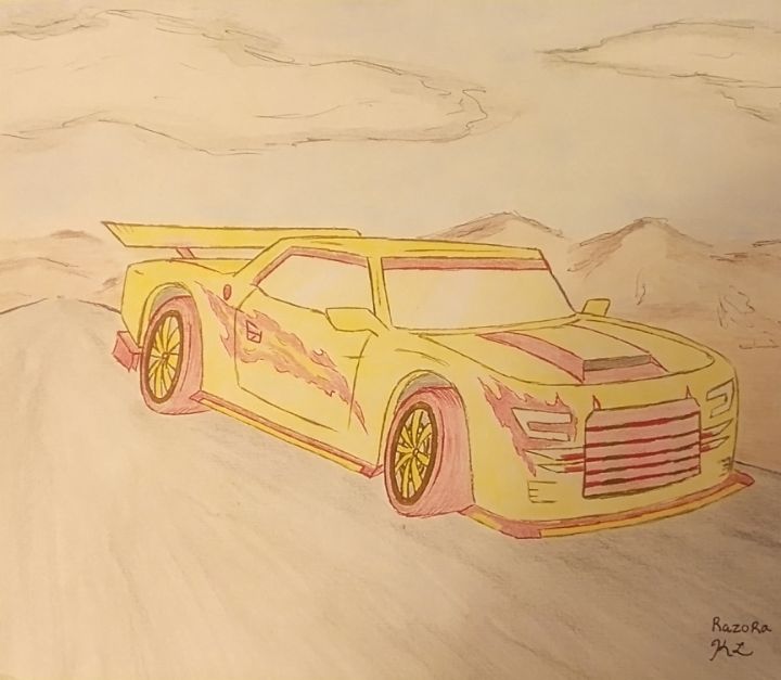 Gold Roadster - KEXE - Drawings & Illustration, Vehicles ...
