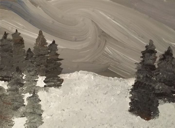 Wintry Night - Katie Kaboom Art - Paintings & Prints, Landscapes ...