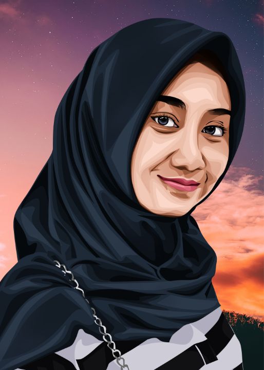 Hijab Portrait Poster Illustration - Creativedia Studio - Drawings ...