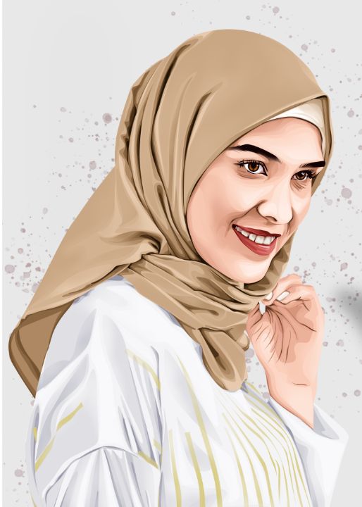 Hijab Portrait Poster Illustration - Creativedia Studio - Drawings ...