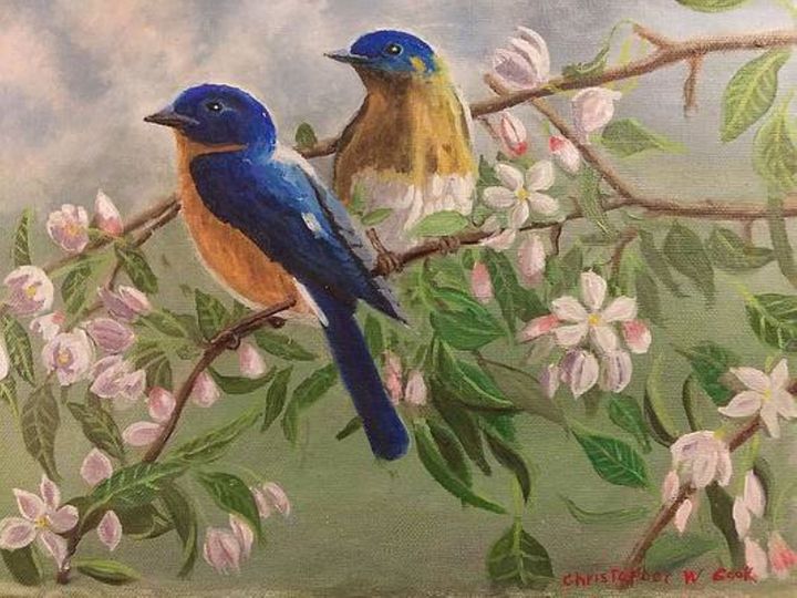 Wishing You Bluebirds - Christopher Cook Art - Paintings & Prints ...