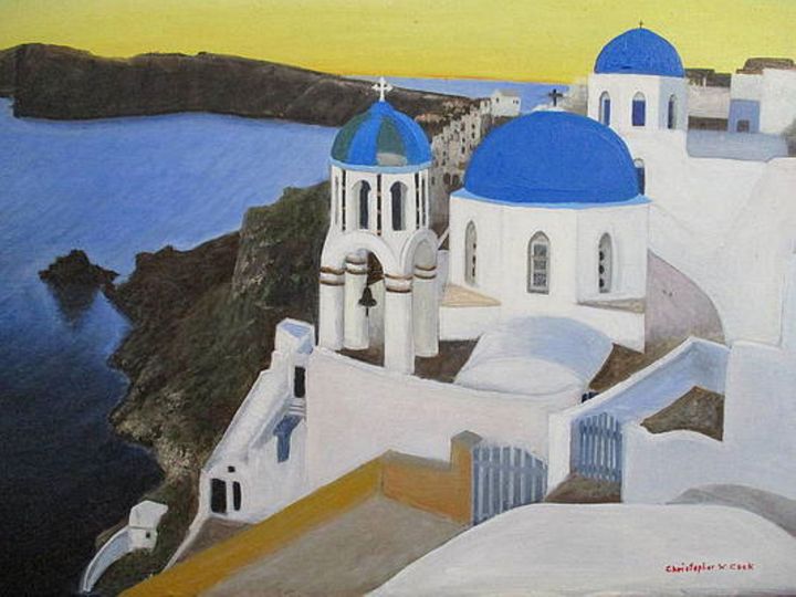 Santorini One - Christopher Cook Art - Paintings & Prints, Buildings ...