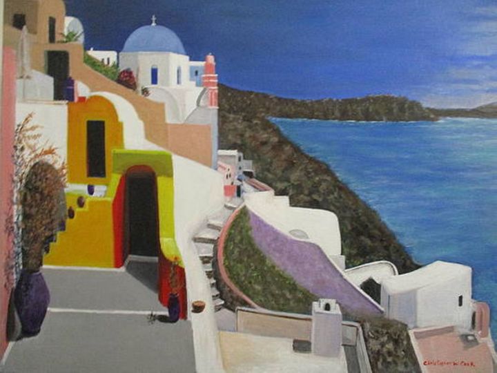 Santorini Two - Christopher Cook Art - Paintings & Prints, Buildings ...