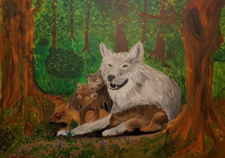 Wolf family - Heijdi's fantastic painted World - Paintings & Prints ...