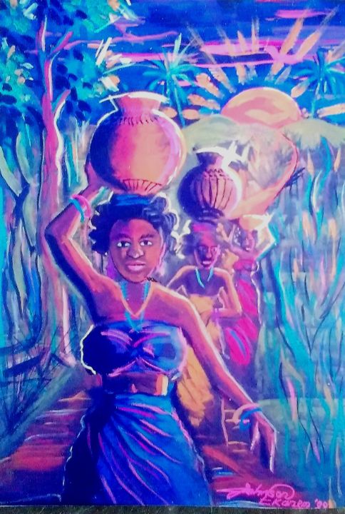 EVENING STREAM - Johnson Ekanem - Paintings & Prints, Ethnic, Cultural ...