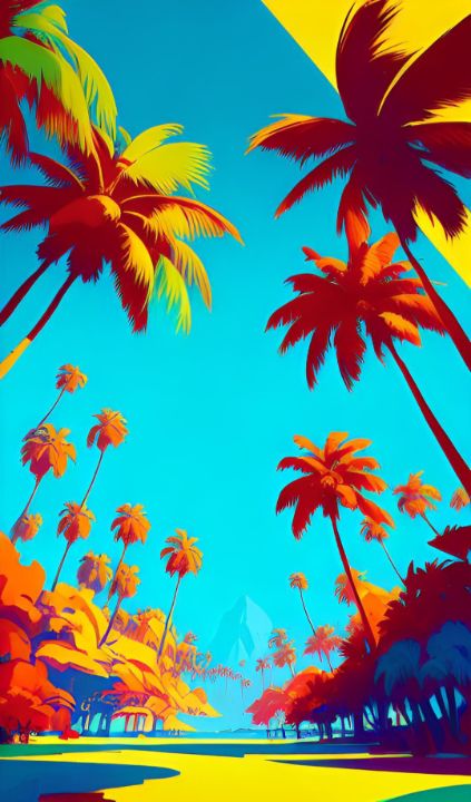Retro Palm Trees Poster - Amazing Poster Art - Digital Art & AI ...