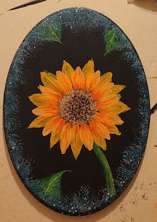 *SOLD* Sunflower on Wood Plaque - Kim Warren_Art - Paintings & Prints ...