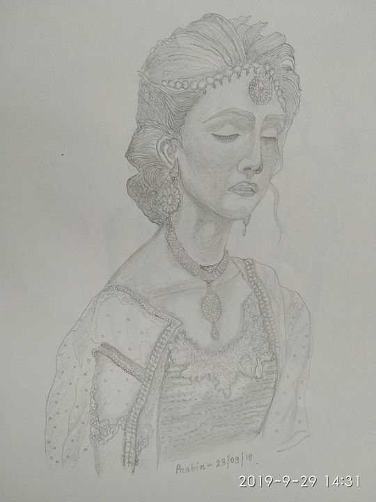 Beautiful bride in her wedding dress - Prabir sketch gallery - Drawings ...