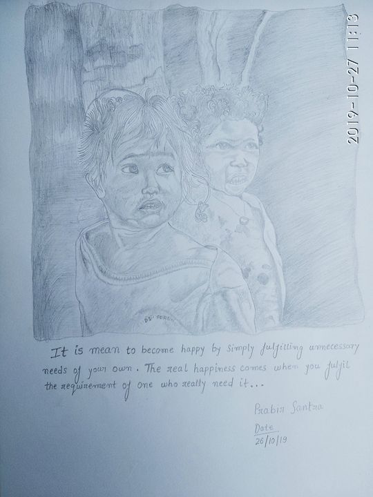 The needy - Prabir sketch gallery - Drawings & Illustration, People ...