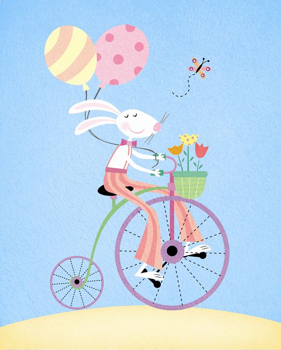 Peter the Rabbit goes bike riding! - Brenda Sexton - Paintings & Prints ...