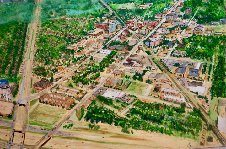 Aerial view of Royal Oak Michigan - scotthammondart.com - Paintings ...