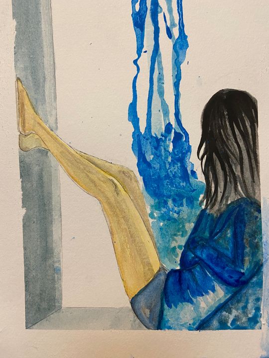 Bleeding blue - Moon’s - Paintings & Prints, People & Figures, Female ...