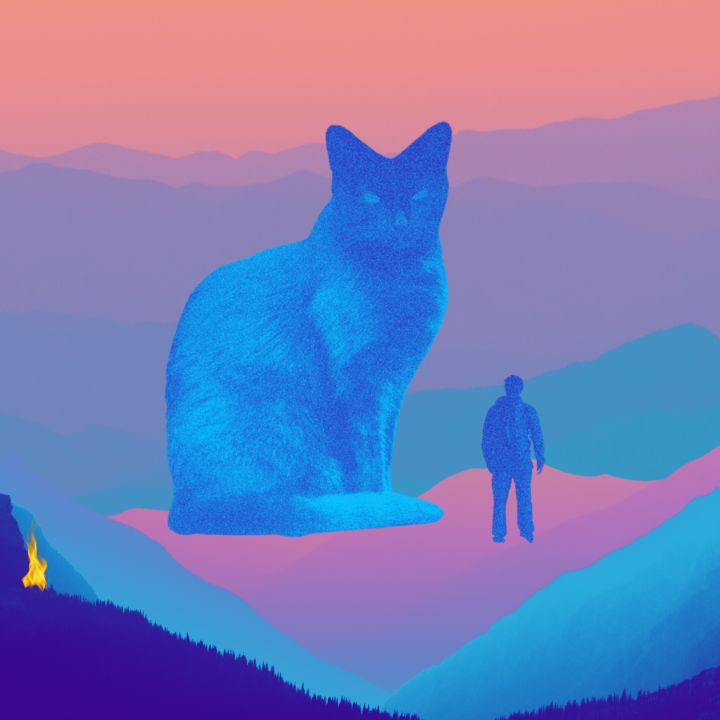 man looking in a big cat - ARtwass23 - Paintings & Prints, Animals ...