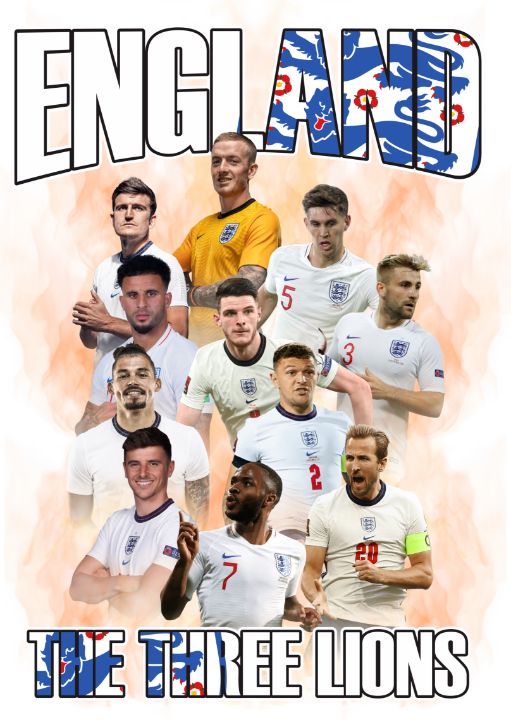 England National Team Football - Digital Print - Drawings ...