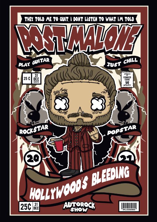 Post Malone chibi fanart - Digital Print - Digital Art & AI ...