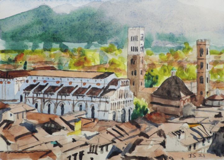 Lucca roofscape - JamesShandArtist - Paintings & Prints, Places ...