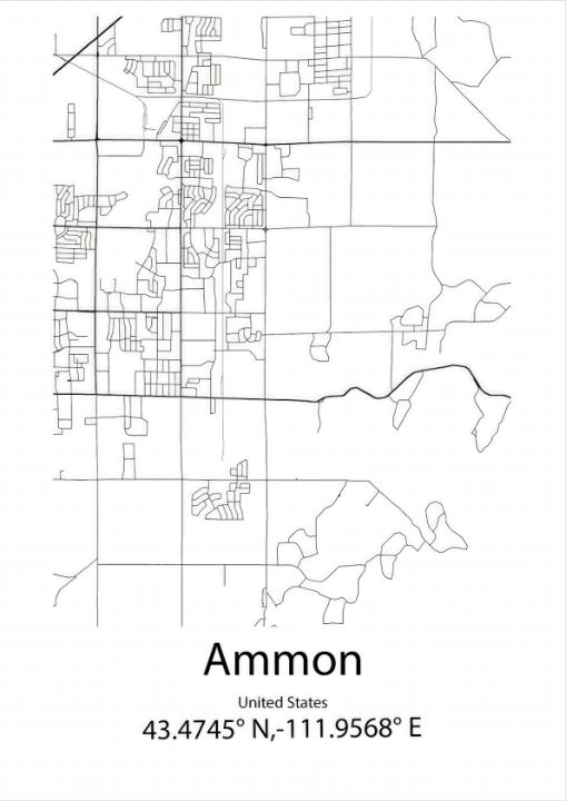 Ammon,United States Line Map Art - Kaigozen - Drawings & Illustration ...