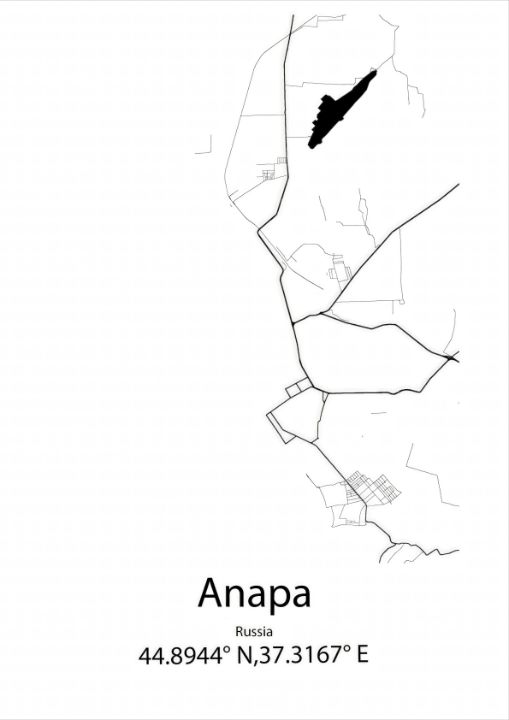 Anapa,Russia Line Map Art - Kaigozen - Drawings & Illustration, Places ...