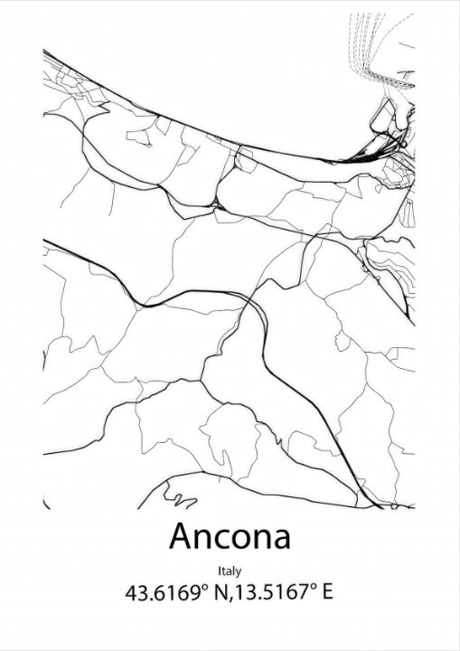 Ancona,Italy Line Map Art - Kaigozen - Drawings & Illustration, Places ...