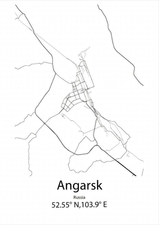 Angarsk,Russia Line Map Art - Kaigozen - Drawings & Illustration ...