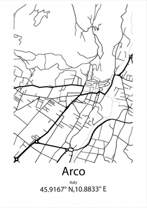 Arco,Italy Line Map Art - Kaigozen - Drawings & Illustration, Places ...