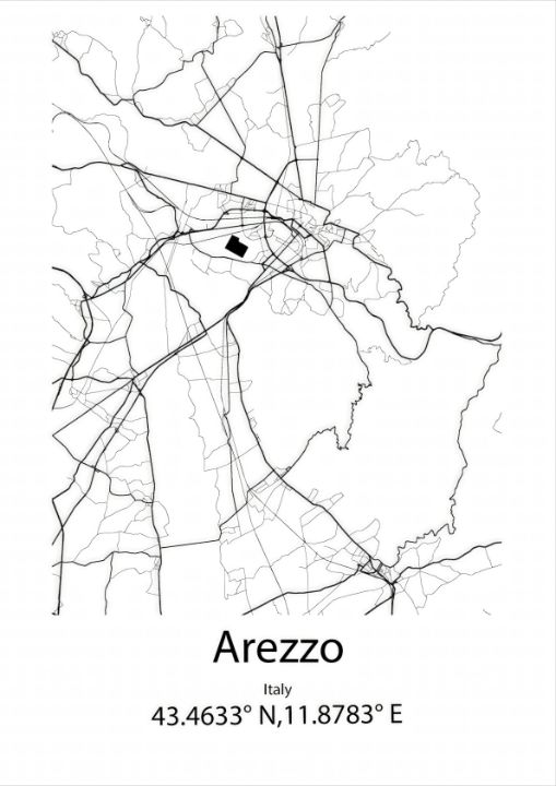 Arezzo,Italy Line Map Art - Kaigozen - Drawings & Illustration, Places ...
