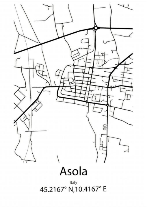Asola,Italy Line Map Art - Kaigozen - Drawings & Illustration, Places ...