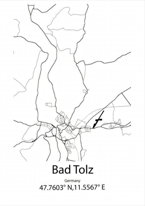 Bad Tolz,Germany Line Map Art - Kaigozen - Drawings & Illustration ...