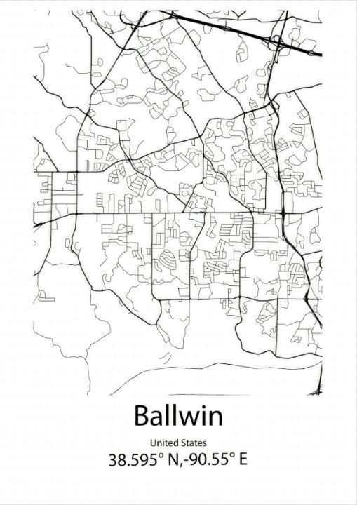 Ballwin,United States Line Map Art - Kaigozen - Drawings & Illustration ...
