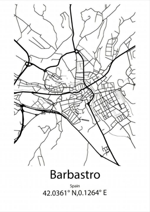 Barbastro,Spain Line Map Art - Kaigozen - Drawings & Illustration ...