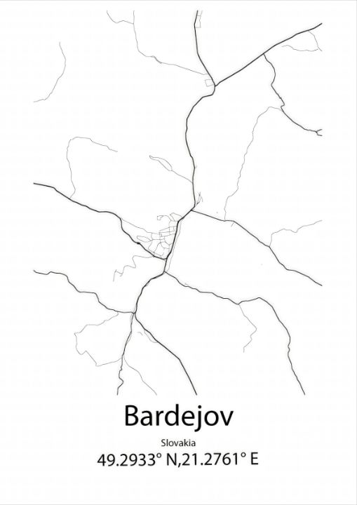 Bardejov,Slovakia Line Map Art - Kaigozen - Drawings & Illustration ...