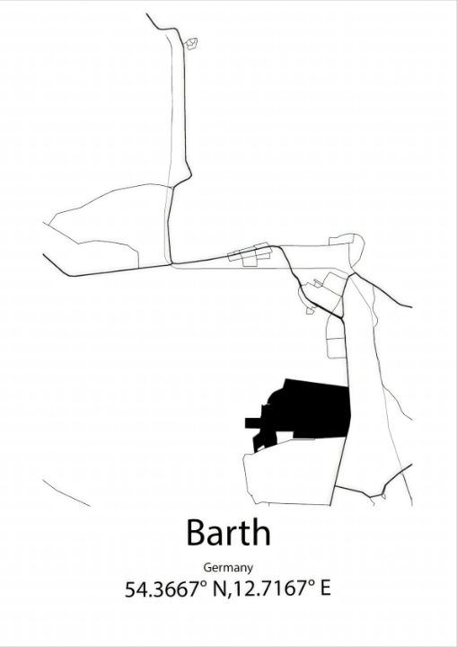 Barth,Germany Line Map Art - Kaigozen - Drawings & Illustration, Places ...