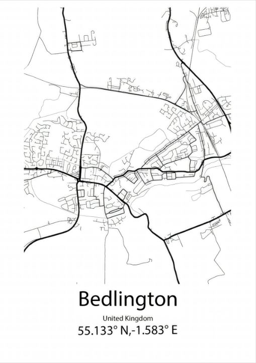 Bedlington,United Kingdom Line Map A - Kaigozen - Drawings ...