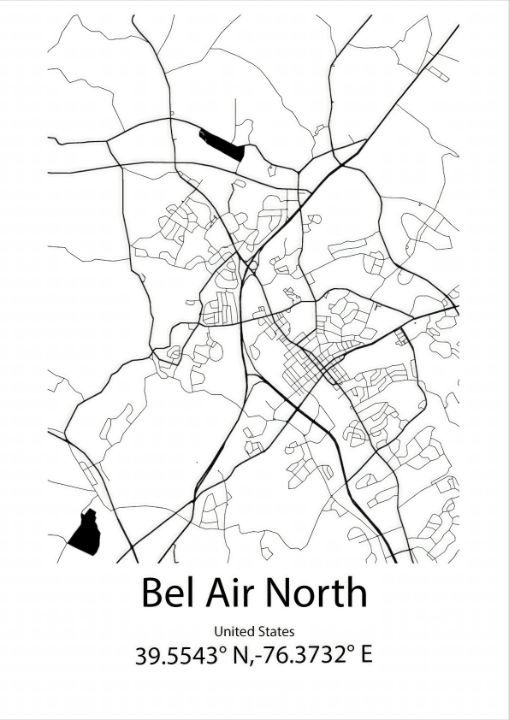 Bel Air,United States Line Map Art - Kaigozen - Drawings & Illustration ...