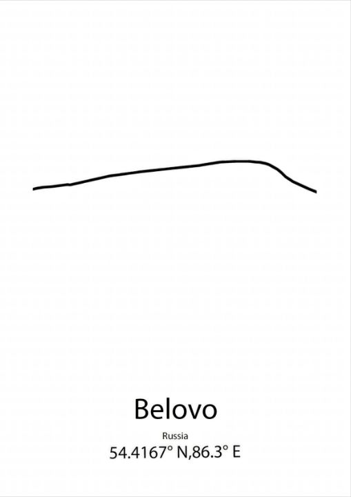 Belovo,Russia Line Map Art - Kaigozen - Drawings & Illustration, Places ...
