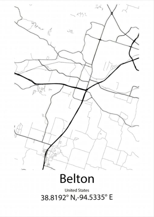 Belton,United States Line Map Art - Kaigozen - Drawings & Illustration ...
