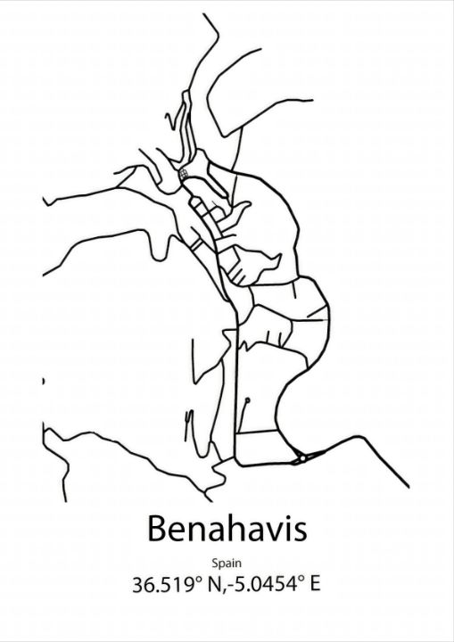 Benahavis,Spain Line Map Art - Kaigozen - Drawings & Illustration ...