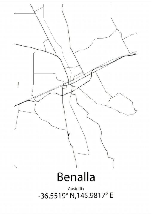 Benalla,Australia Line Map Art - Kaigozen - Drawings & Illustration ...
