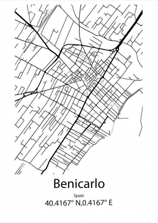Benicarlo,Spain Line Map Art - Kaigozen - Drawings & Illustration ...