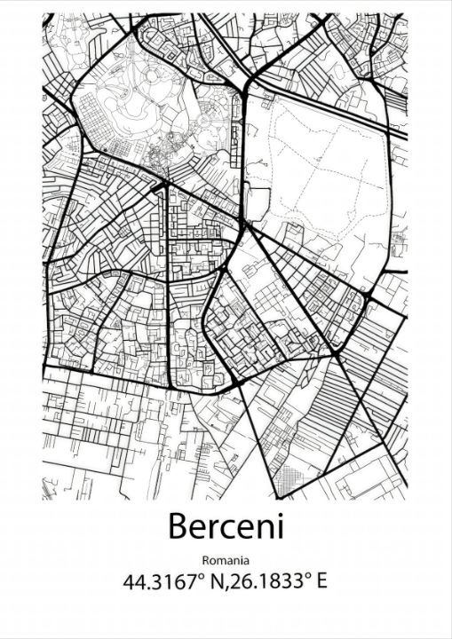 Berceni,Romania Line Map Art - Kaigozen - Drawings & Illustration ...