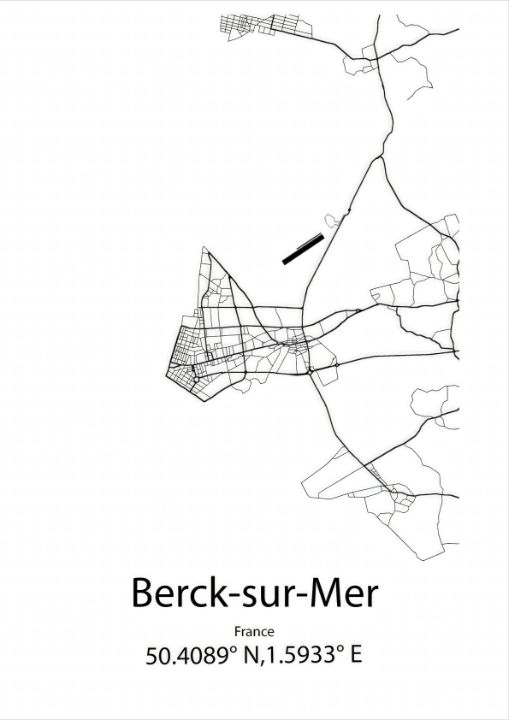 Berck-sur-Mer,France Line Map Art - Kaigozen - Drawings & Illustration ...
