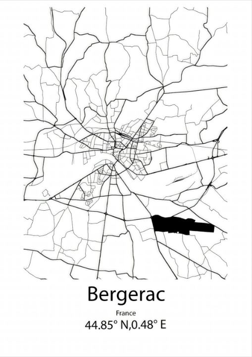 Bergerac,France Line Map Art - Kaigozen - Drawings & Illustration ...