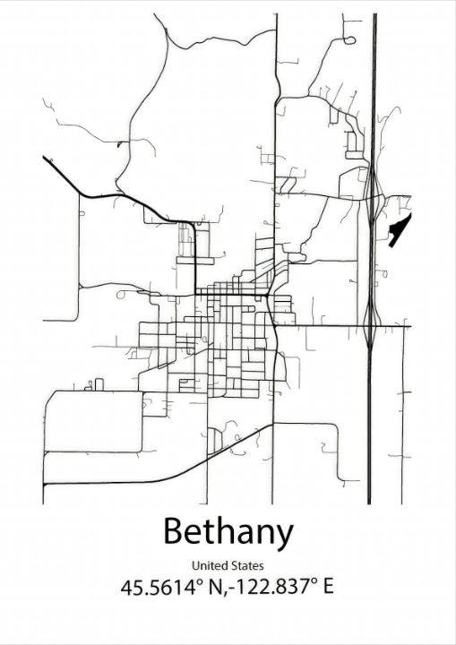 Bethany,United States Line Map Art - Kaigozen - Drawings & Illustration ...